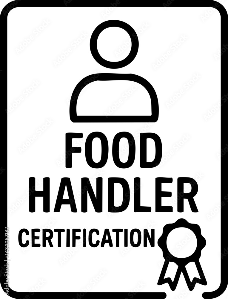food safety hygiene training concept. Food handler certification badge ...