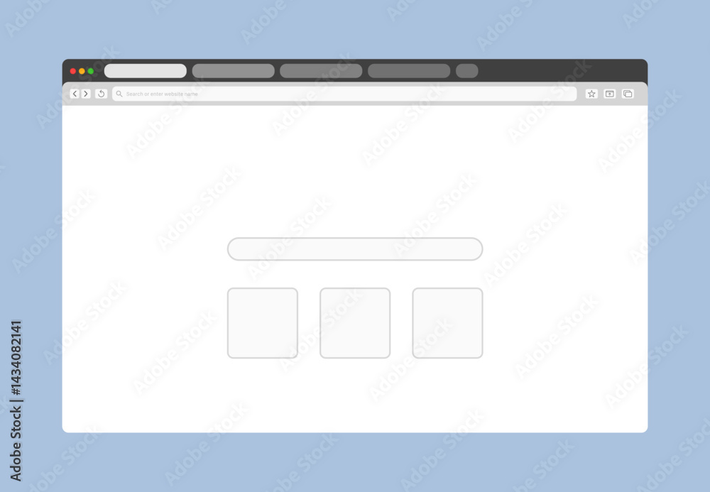 Transparent browser window on blue and violet background. Window ...