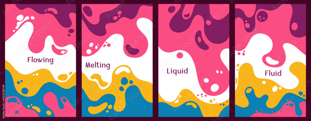 Melting vibrant waves pattern summer front pages. Bubble splashes and ...