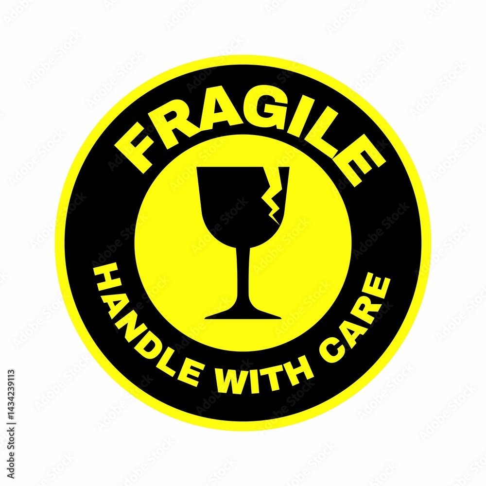 Fragile shipping stamp, Fragile Handle with Care Icon Broken Glass ...