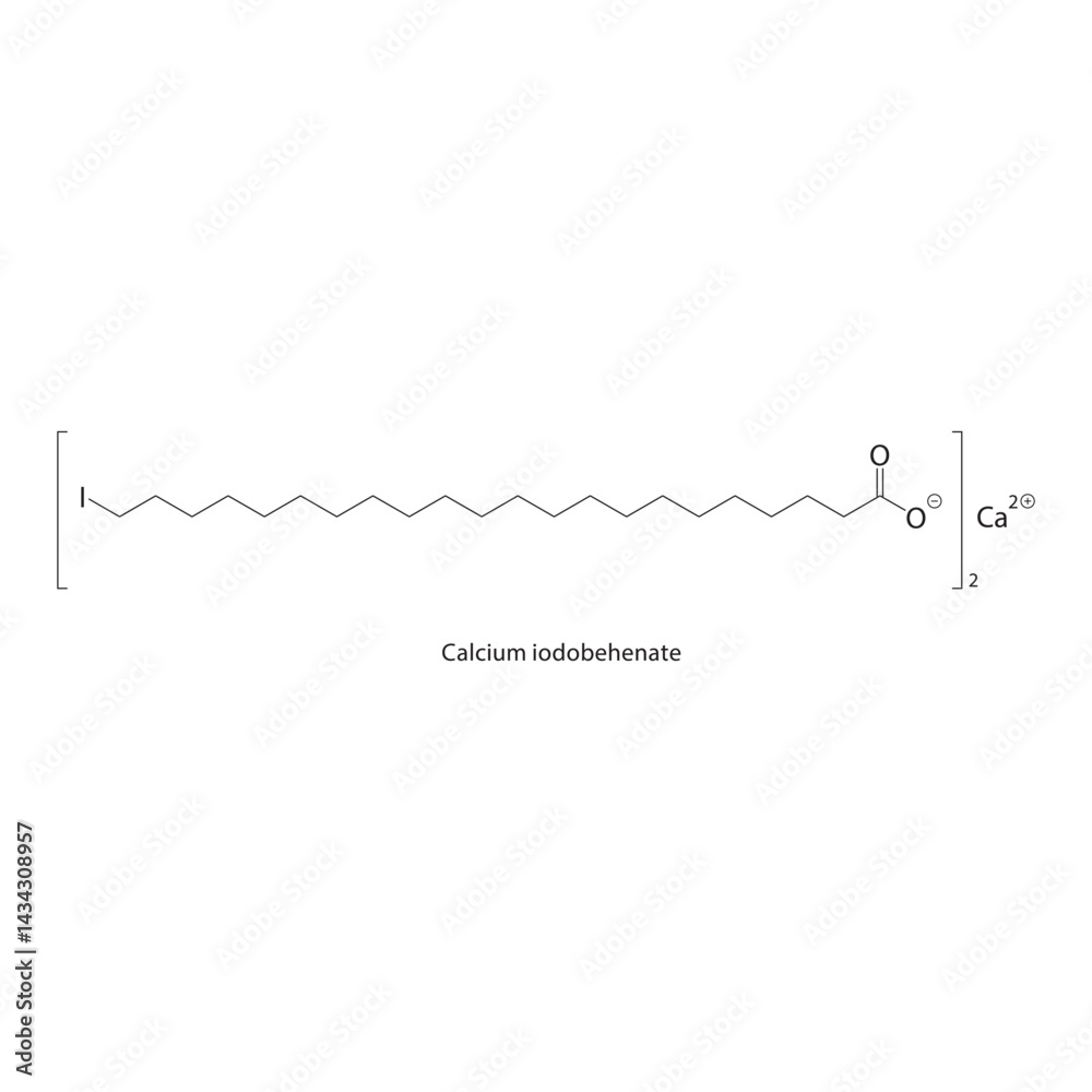 Calcium iodobehenate skeletal structure. Calcium salt compound ...