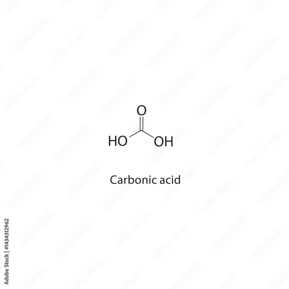 Carbonic acid skeletal structure. Inorganic acid compound schematic ...