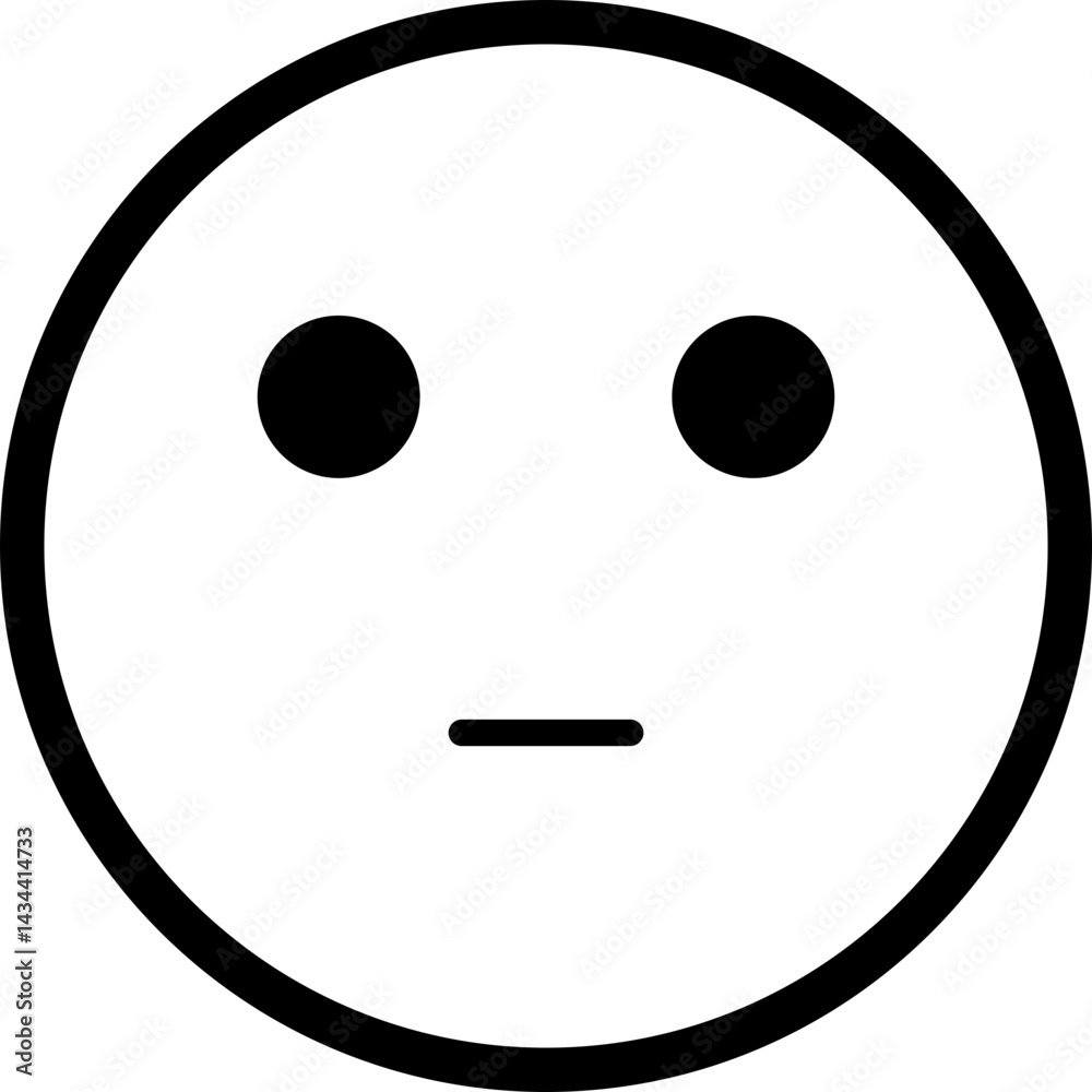 Basic face with a straight line mouth and serious expression. Stock ...