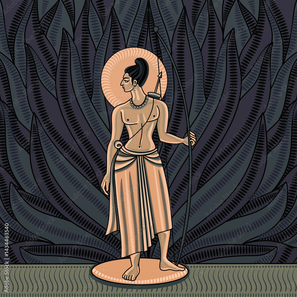 Lord Rama in blessing pose from Ramayana Stock Illustration | Adobe Stock