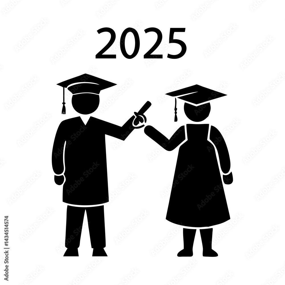 graduation 2025 icon, graduation 2025 silhouette vector illustration ...