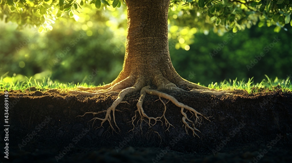 The Hidden Life Below: Tree Roots and Soil Ecosystem Concept in Nature ...