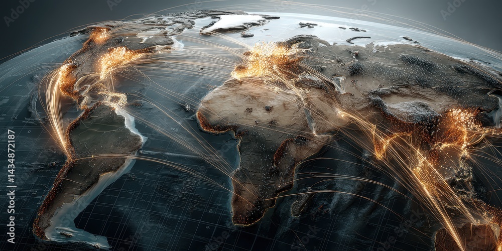 The impact of U.S. import tariffs mapped onto a world map, illustrating ...