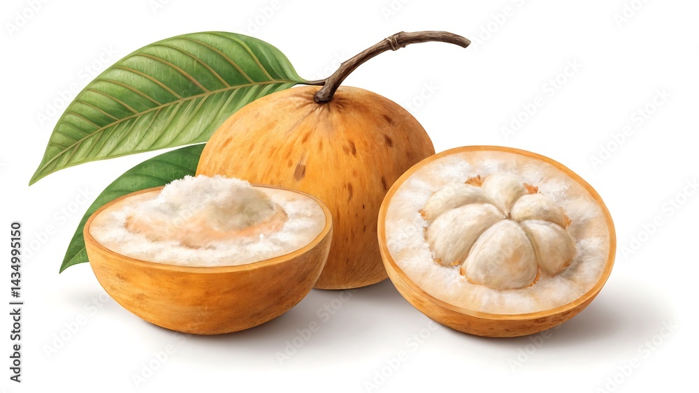 A hyper realistic santol on a white background. The santol is depicted ...
