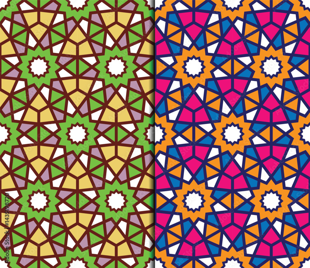 Traditional Arabesque Tile Design with Floral and Star Motifs Islamic ...