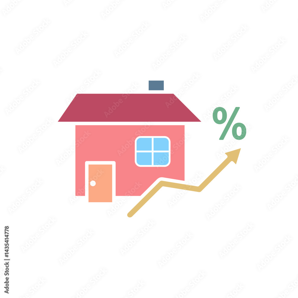 Стоковое векторное изображение «house price growth icon, building price ...