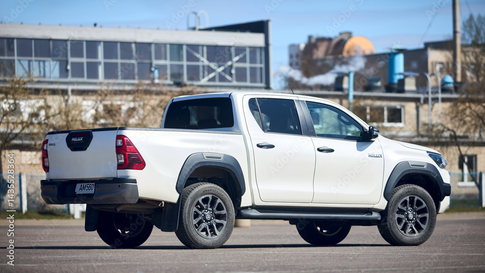 Mir, Belarus - april, 7 2025: Toyota Hilux eighth generation VIII 8th ...