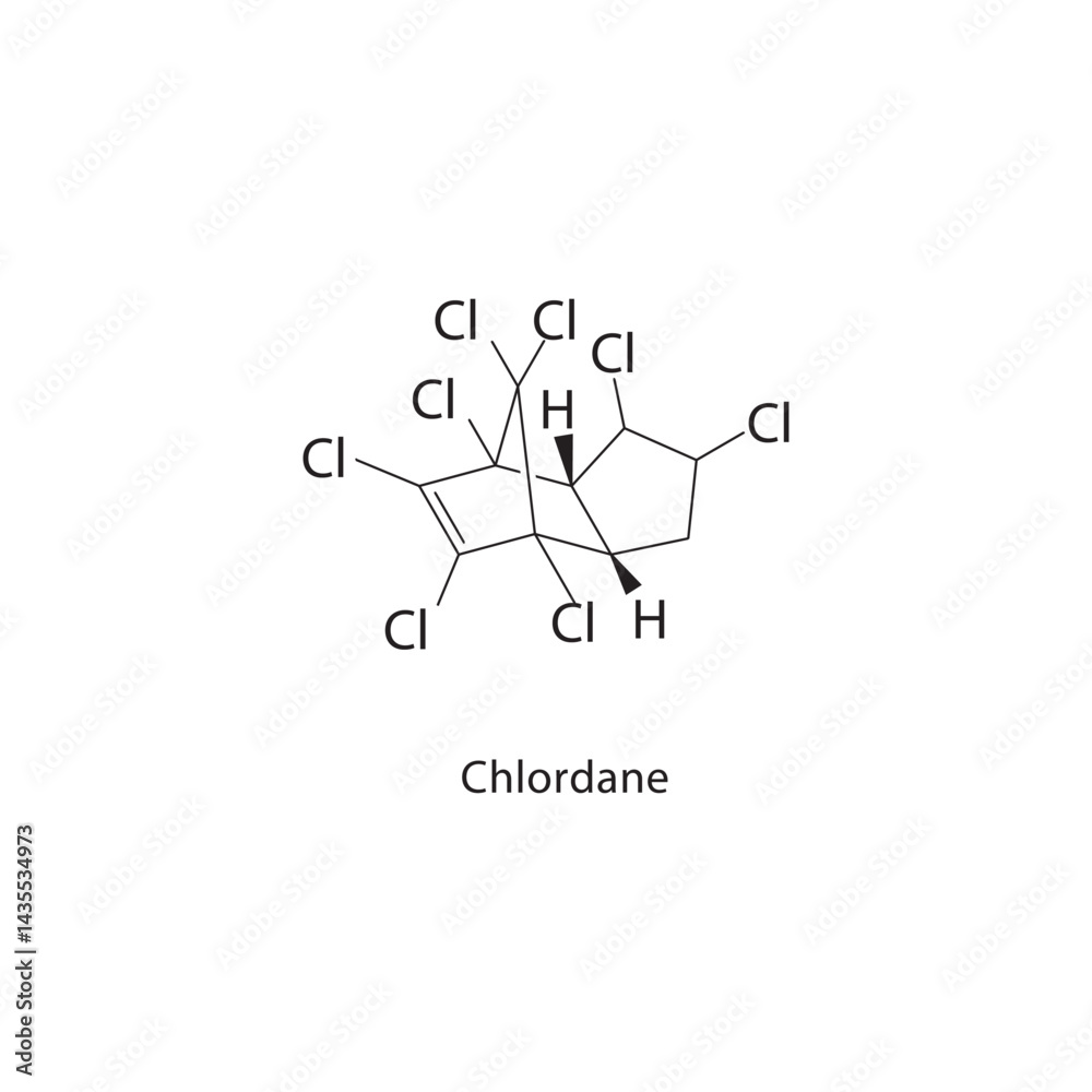 Chlordane skeletal structure. Pesticide/Organochlorine compound ...