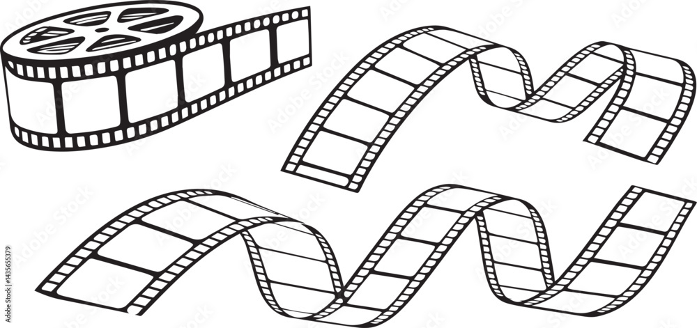 Film Reel Collection: A set of classic film reels, illustrating the ...