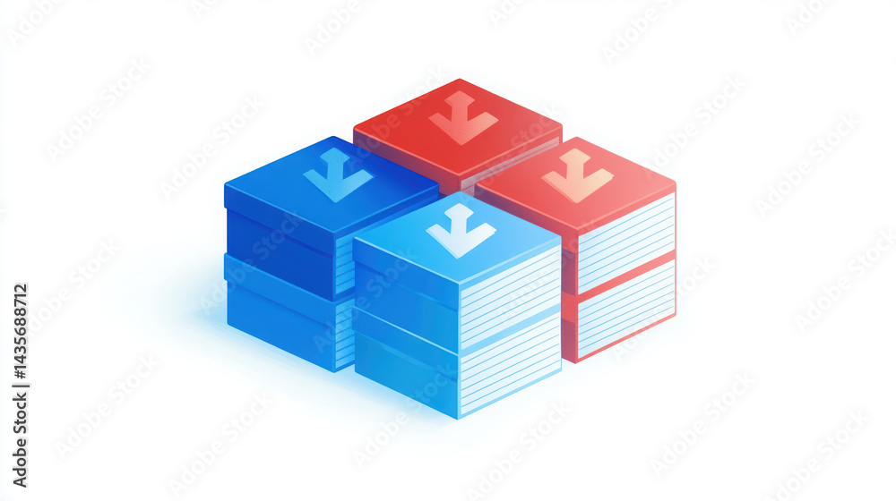 collection of stacked boxes in blue and red colors, featuring download ...