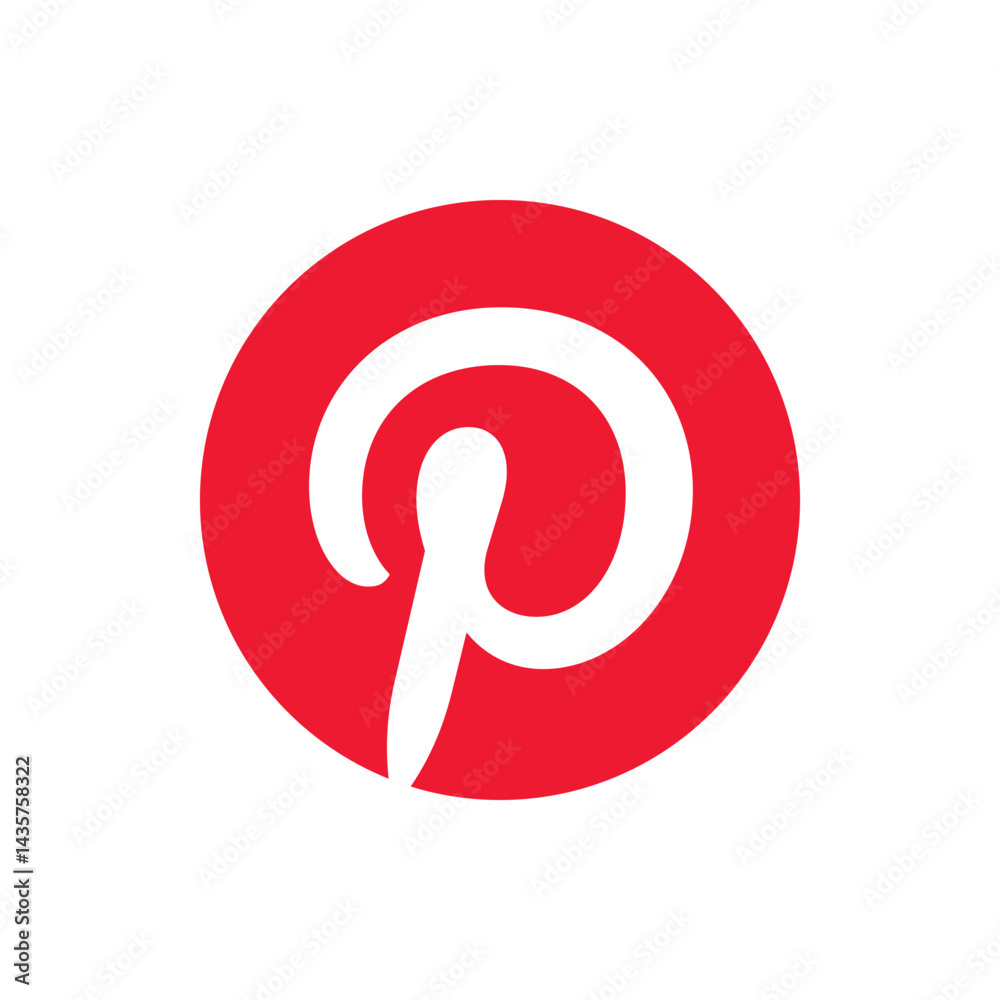 Stock-Vektorgrafik „Pinterest Circle Logo Icon, Pin App Vector ...