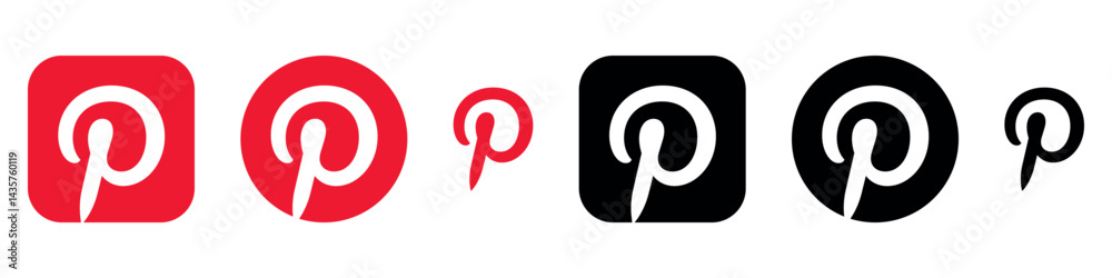 Pinterest Logo Bundle Icon Set, Pin App Vector, Editable SVG, PNG ...