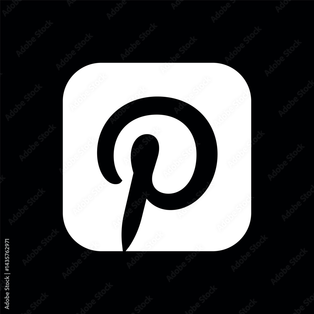 Pinterest White Logo Icon, Pin App Vector, Editable SVG, PNG ...
