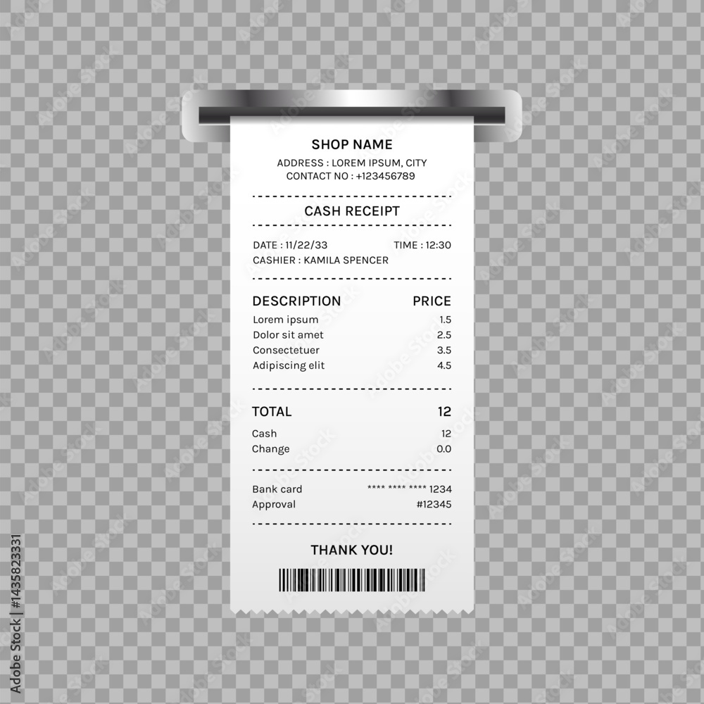 Payment Check Paper from Cash Register, Financial Invoice for Buying ...