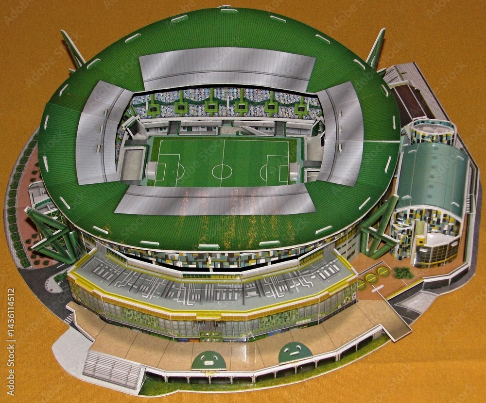 Benfica Stadium scale model showing playing field and stands Stock ...
