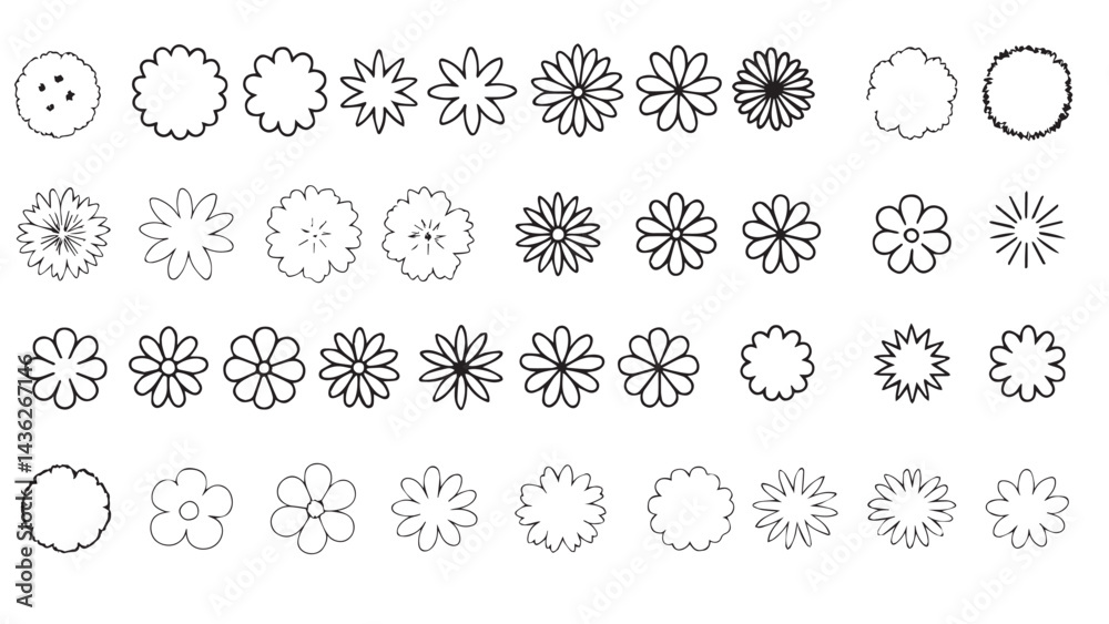 Tree Top View Vector Collection | Hand-Drawn Diverse Tree Shapes for ...