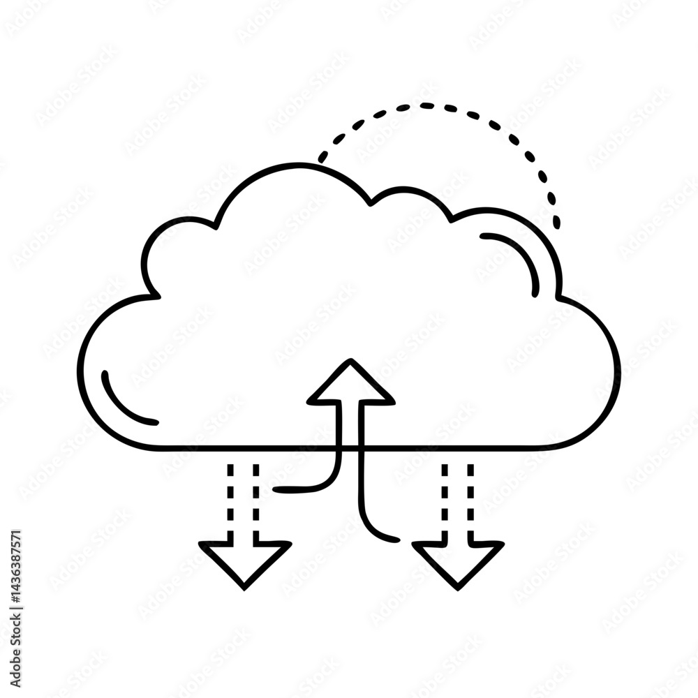 azure cloud icon, azure cloud line art - simple line art of azure cloud ...