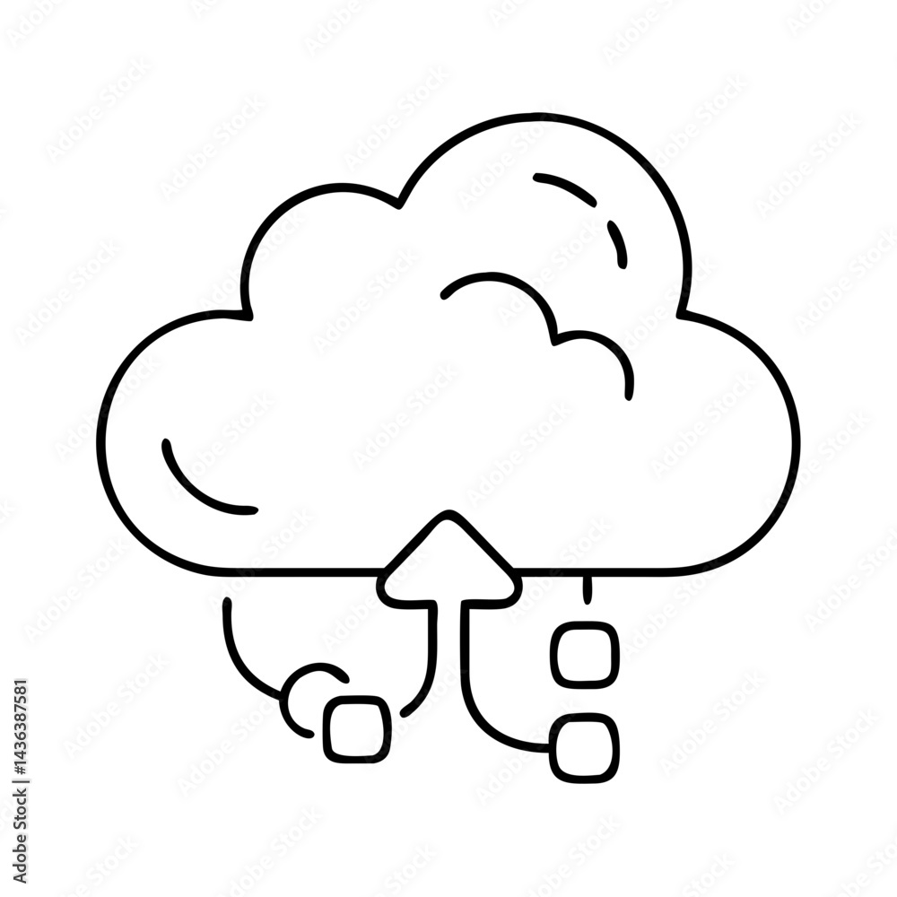 azure cloud icon, azure cloud line art - simple line art of azure cloud ...