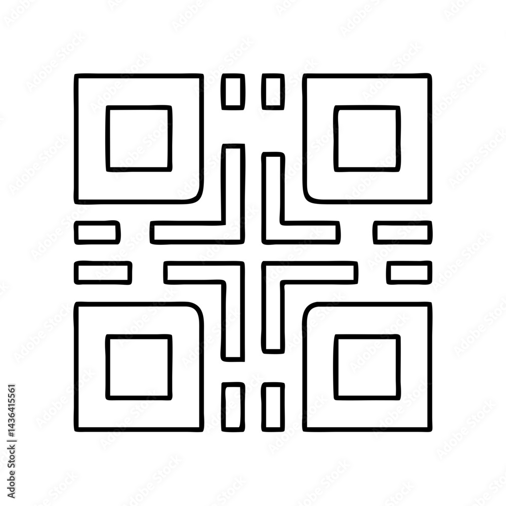qr code icon, qr code line art - simple line art of qr code, perfect ...