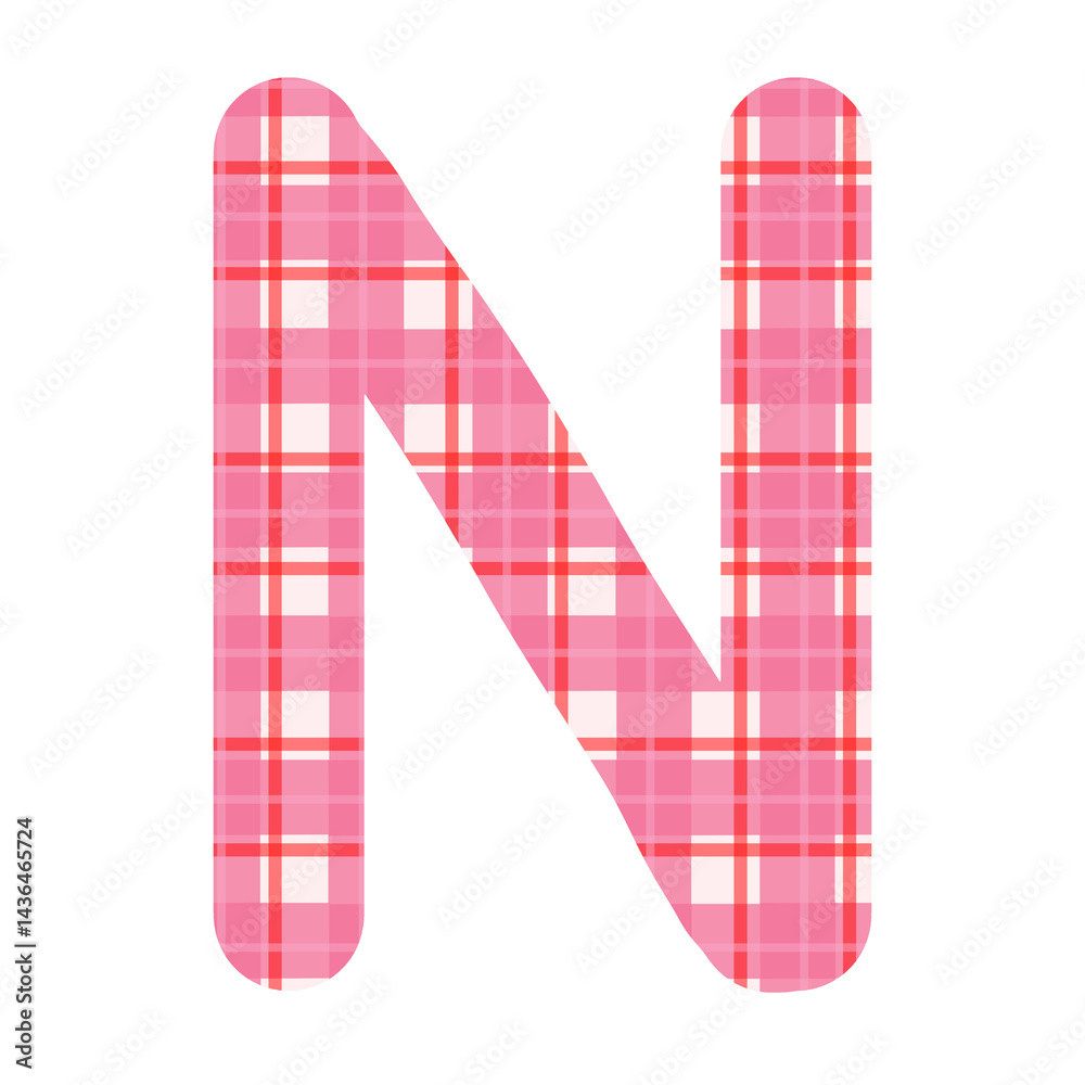 English alphabet with pink gingham texture, A to Z English alphabet ...