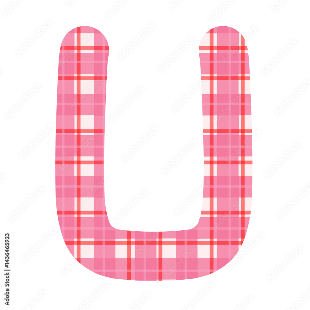 English alphabet with pink gingham texture, A to Z English alphabet ...