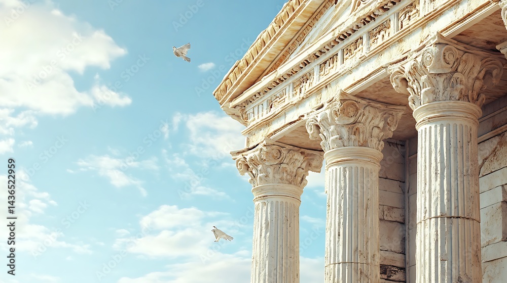 Neoclassical Greek building with grand columns and intricate frieze art ...