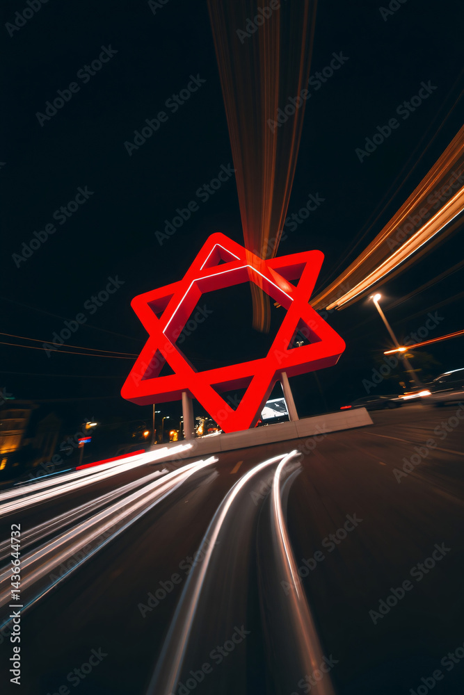 Night, city, lights, traffic, star, red, glow, motion, urban, speed ...