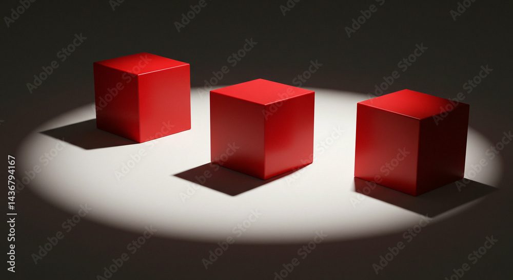 Red cubes spotlight presentation geometric shapes design studio ...