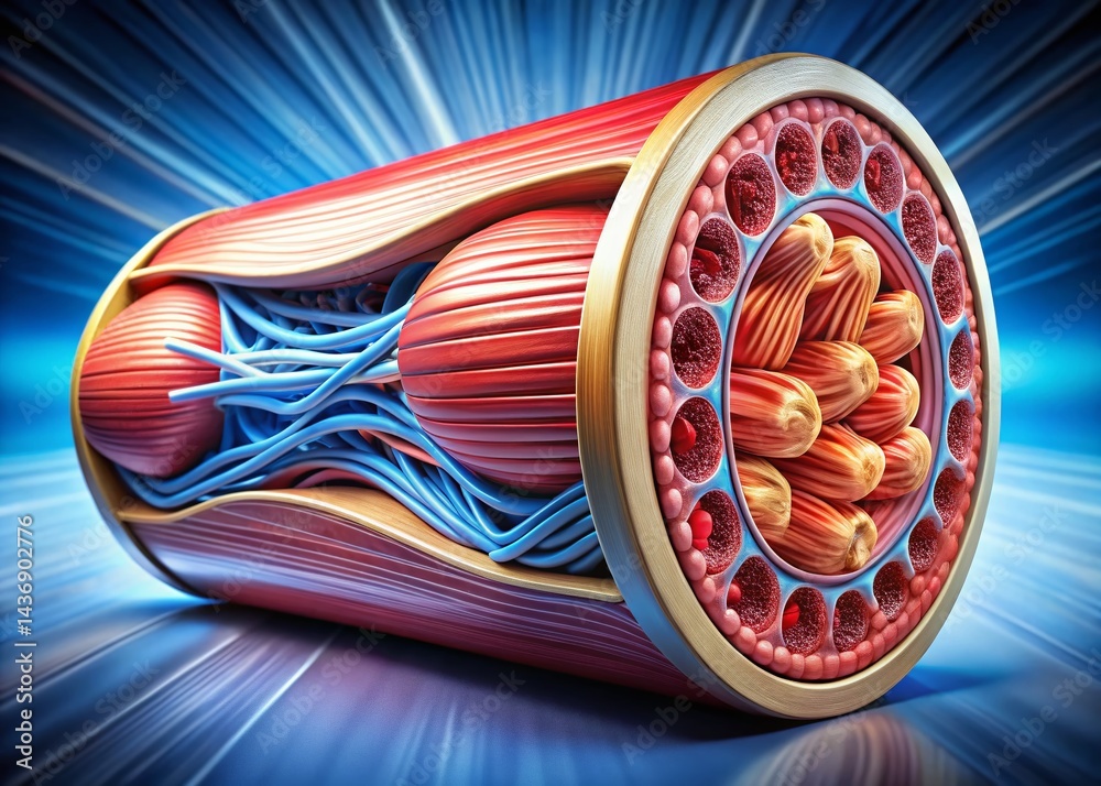 Human Muscle Anatomy: Cross-Section Revealing Internal Structure and ...