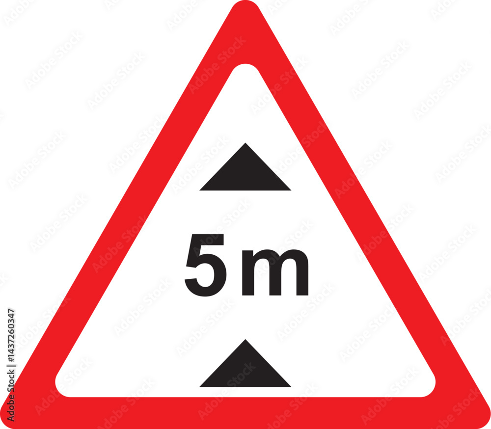 5m height restriction road warning sign, traffic caution symbol ...