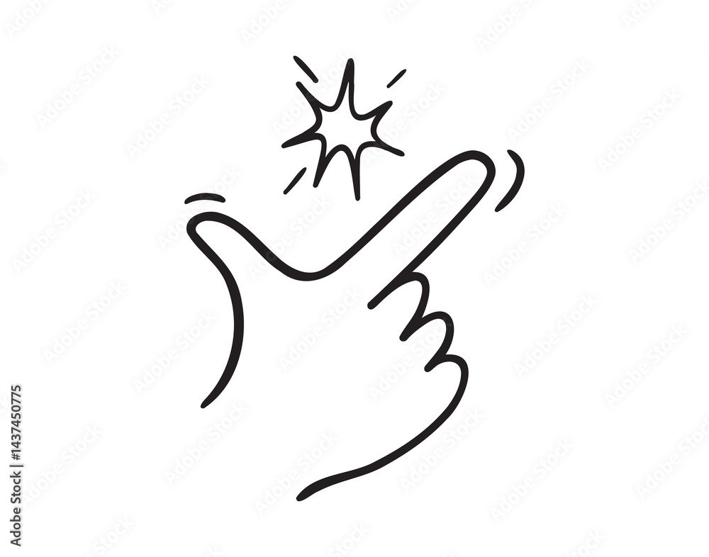 snapping finger doodle hand drawn icon. Outline drawing snapping finger ...