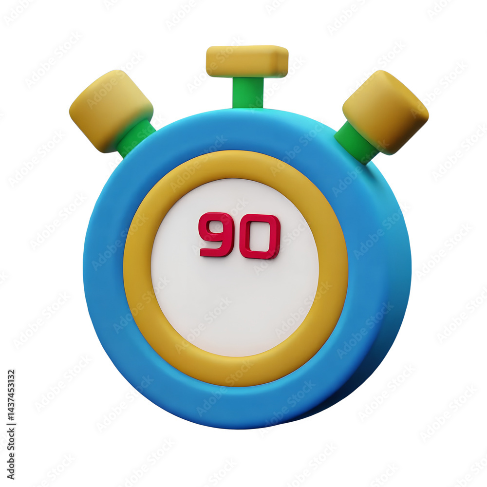 Cartoon timer stopwatch countdown ninety seconds time management ...