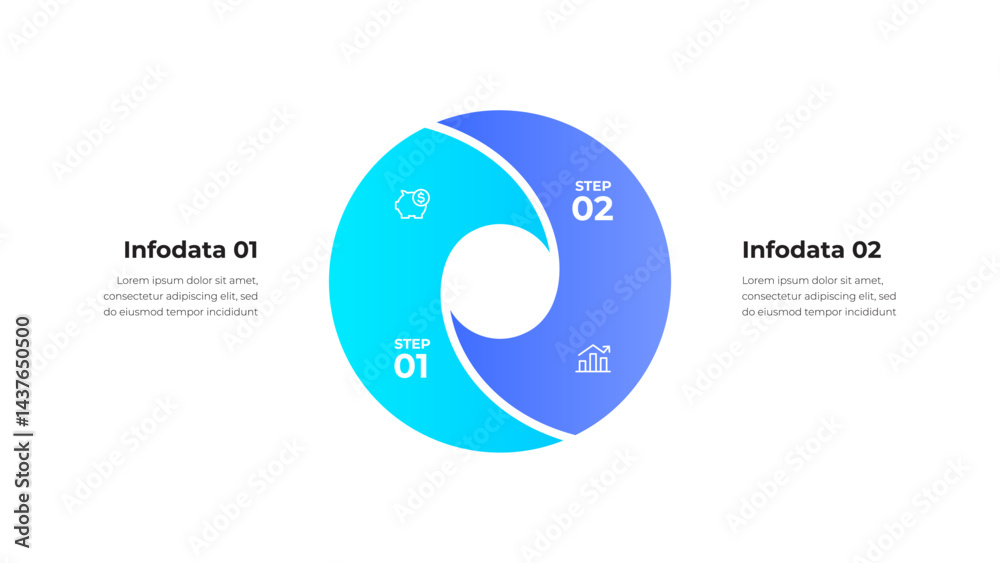 Gradient-themed infographic focuses on showcasing a two step business ...