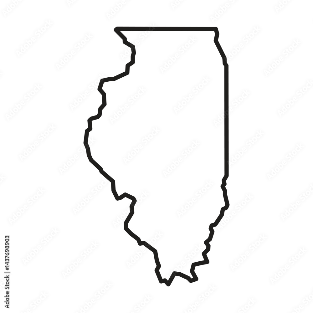 Illinois Outline Vector Map - State Border Illustration Stock Vector ...
