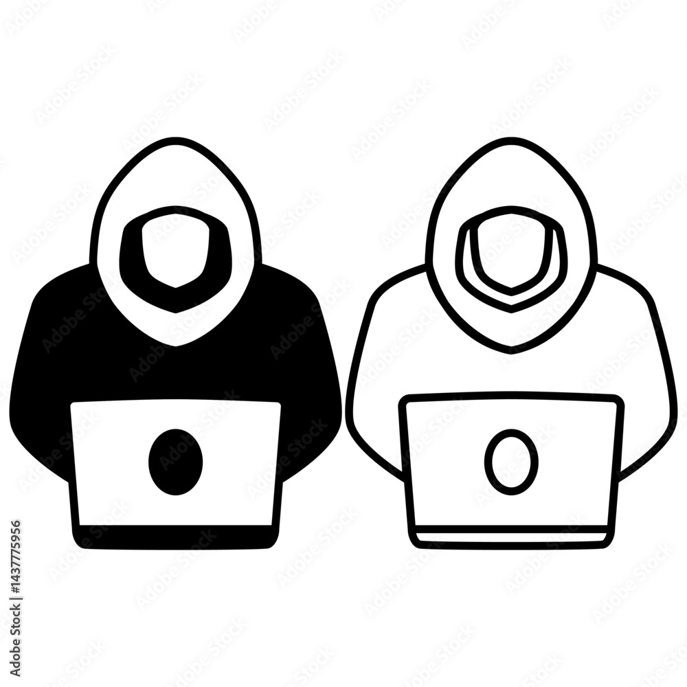 hacker icon, simple flat style, illustration, logo sign symbol ...