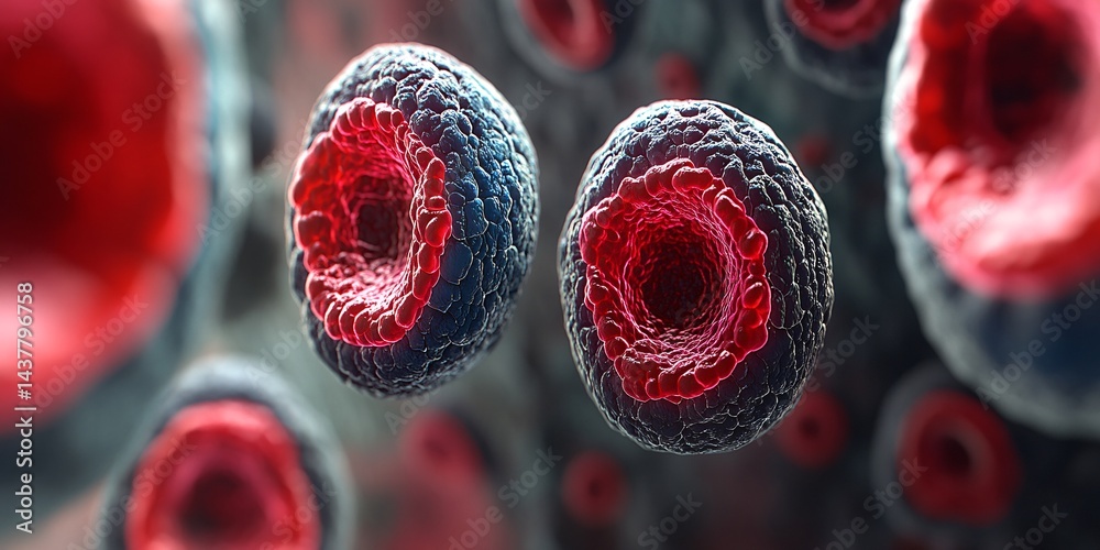 microscopic view of red blood cells showing circulatory system and ...