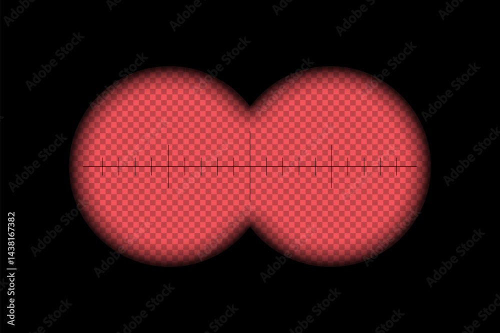 Binoculars viewfinder overlay on transparent background. Spy POV. Red ...