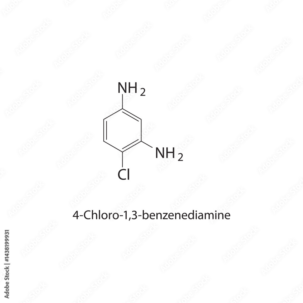 4-Chloro-1,3-benzenediamine skeletal structure. Aromatic Diamine ...