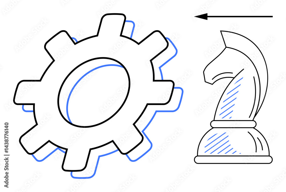 Vector de Stock Gear and chess knight alongside arrow symbolizing ...