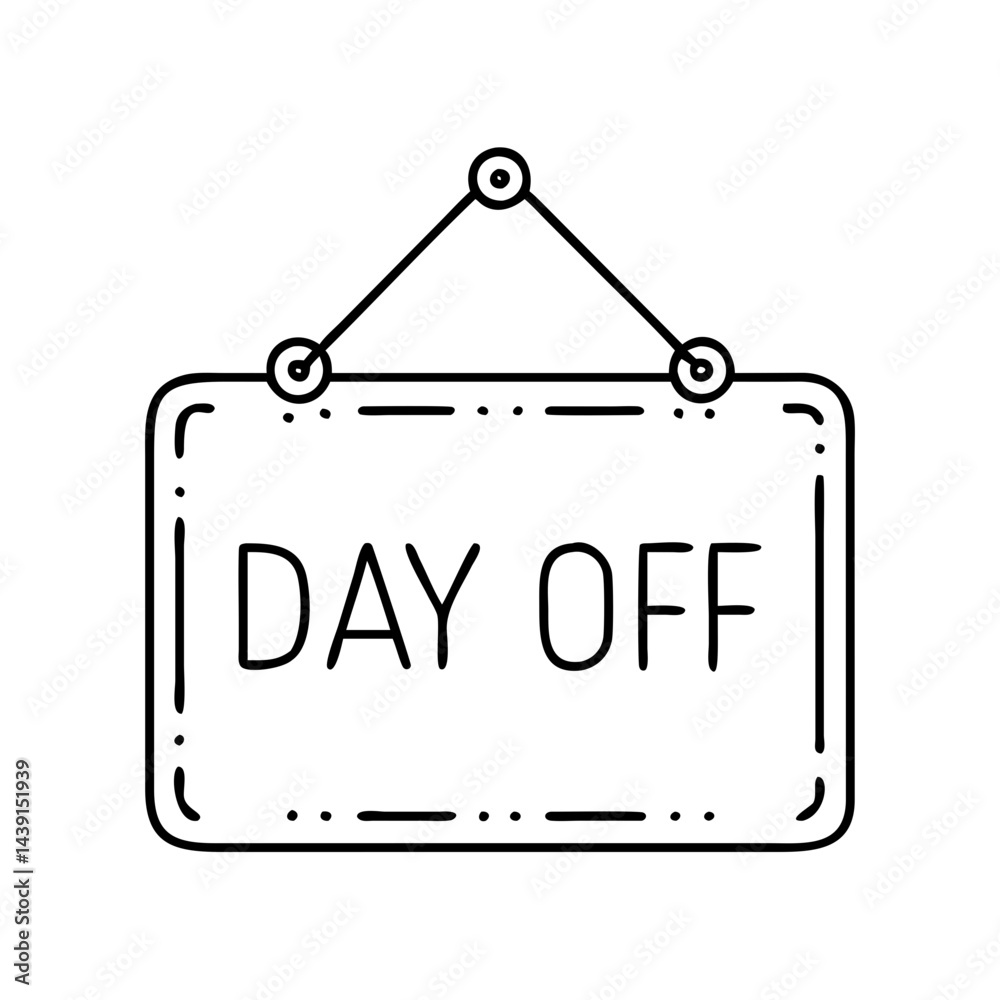 day off sign icon, day off sign line art - simple line art of day off ...