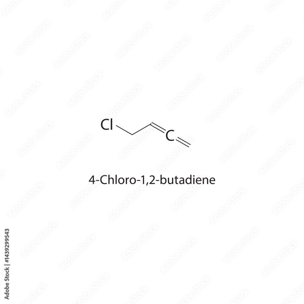 4-Chloro-1,2-butadiene skeletal structure. Chlorinated Diene compound ...