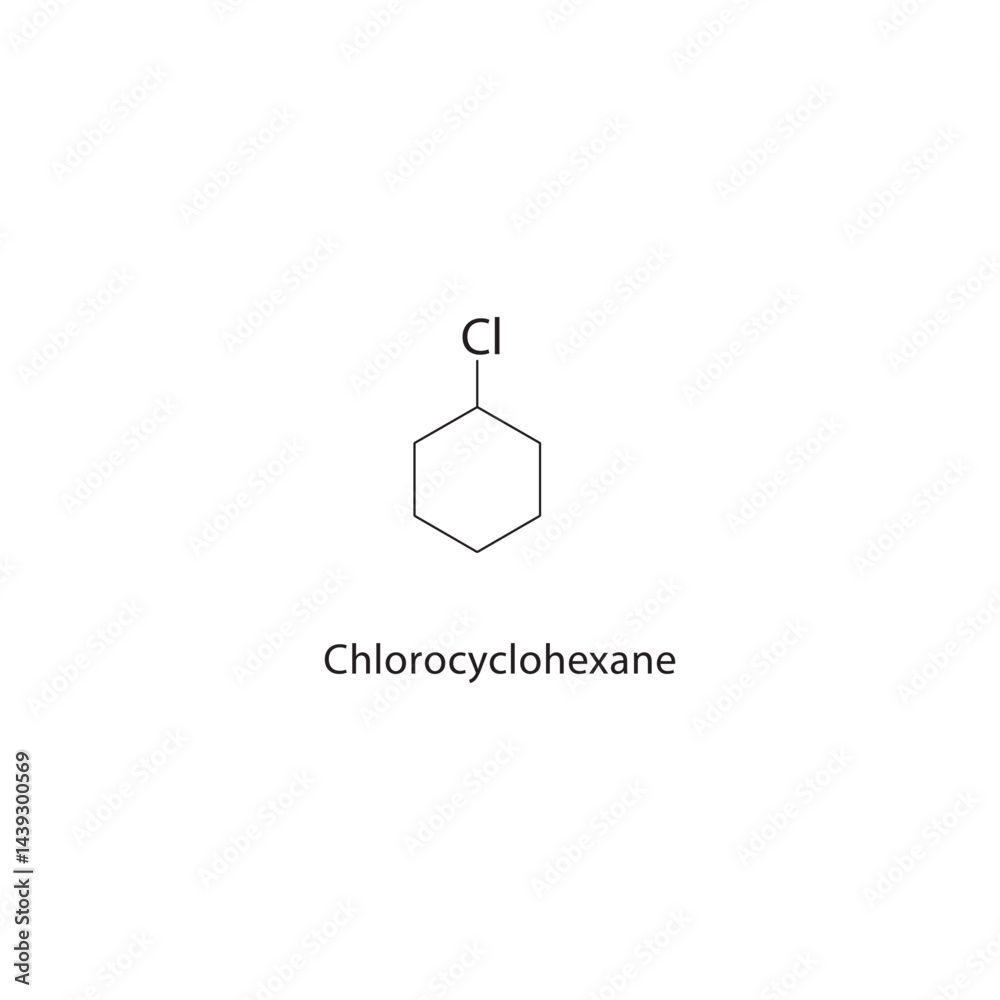 Chlorocyclohexane skeletal structure. Chlorinated Cycloalkane compound ...
