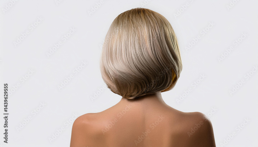 Blond hair back view. Woman with short hair. Hair style idea. Clean ...
