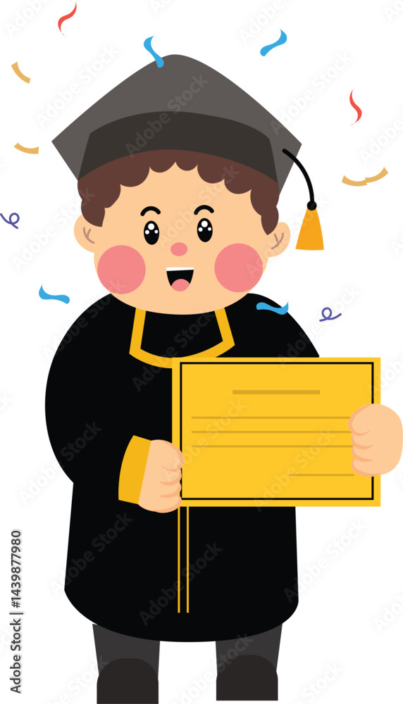 Cute student on graduation day cartoon illustration, Cute student ...