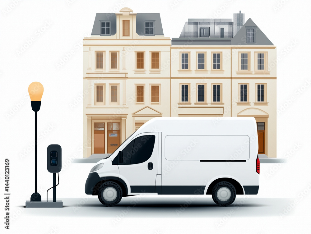 Flat vector of a European last-mile logistics delivery service, using ...