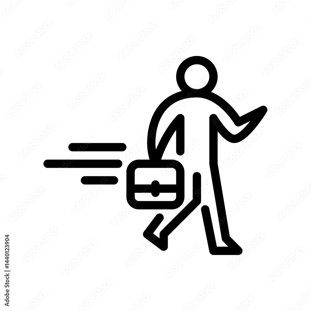 Go to work outline icon. stickman black line art illustration. Stock ...